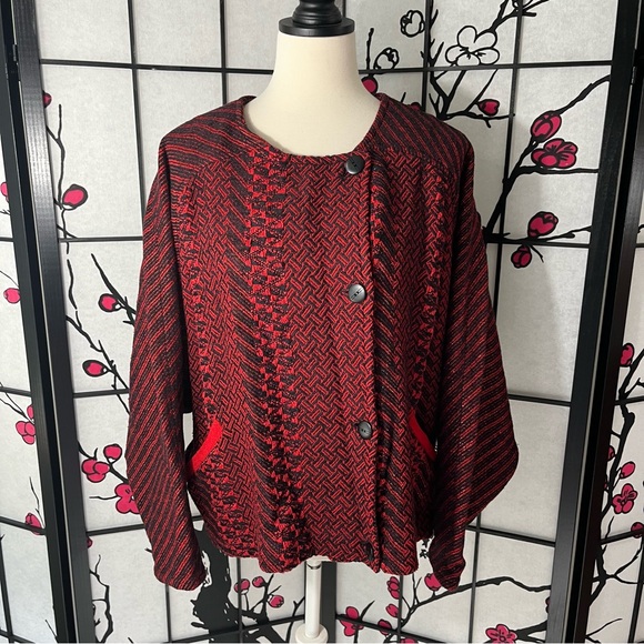 Nikos | Jackets & Coats | Vintage Nikos Hand Woven Sweaterartsy Art To ...